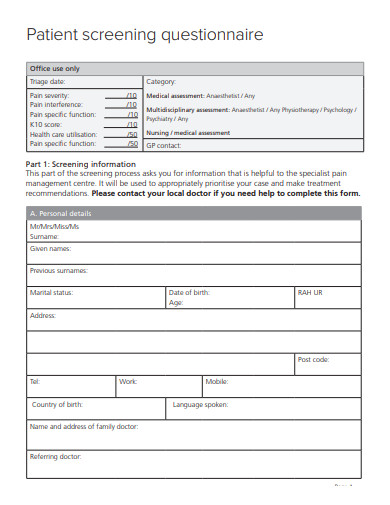 21+ Patient Questionnaire Templates in PDF | DOC