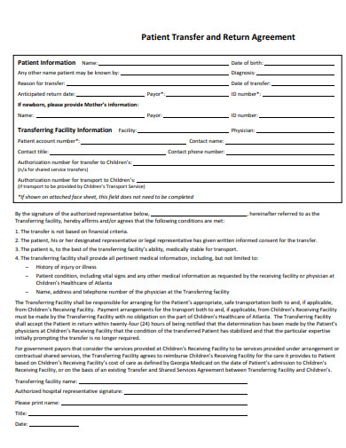 6+ Patient Transfer Agreement Templates - PDF, DOC