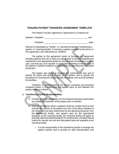 6+ Patient Transfer Agreement Templates - PDF, DOC