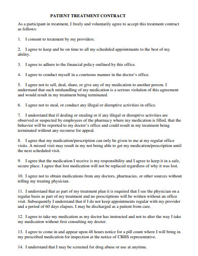 FREE 22+ Treatment Contract Templates in PDF | MS Word