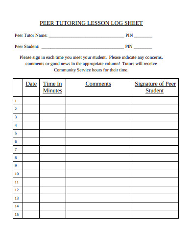 10+ Tutoring Log Sheet Templates in PDF | DOC