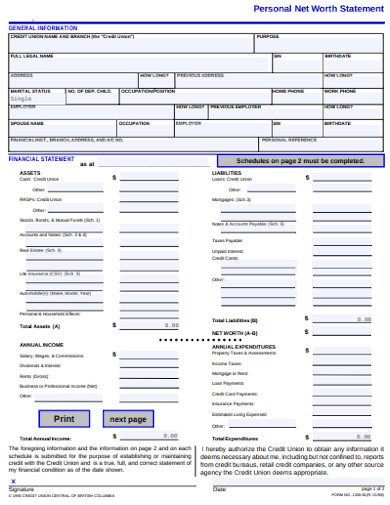 10+ Net Worth Statement Templates in PDF | XLS