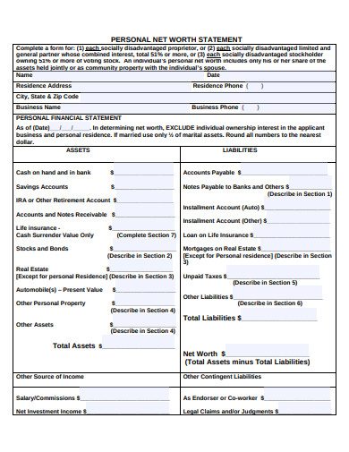 10+ Net Worth Statement Templates in PDF | XLS