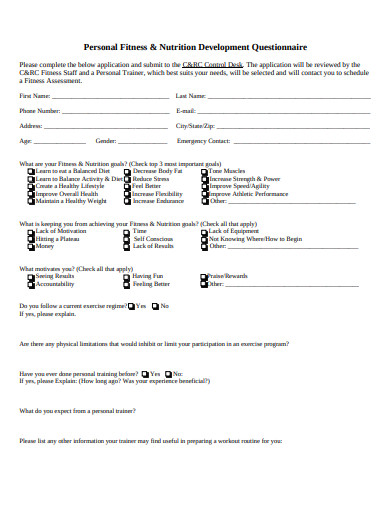 21+ Nutrition Questionnaire Templates in PDF | DOC