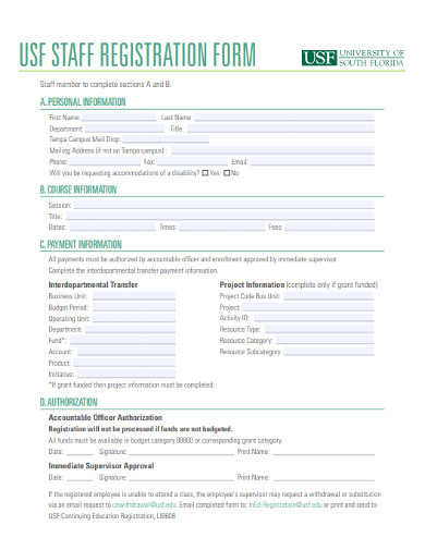FREE 10+ Staff Registration Form Templates in PDF | MS Word