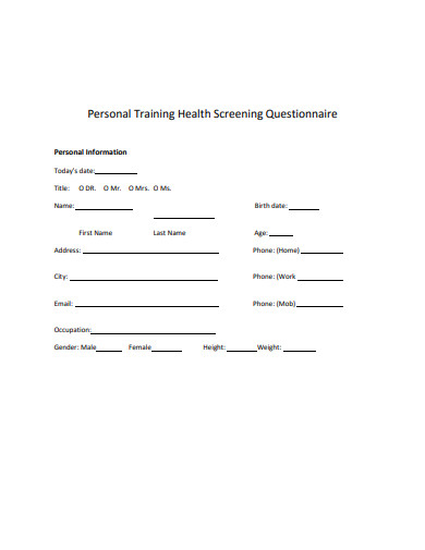 11+ Personal Training Questionnaire Templates in PDF | DOC