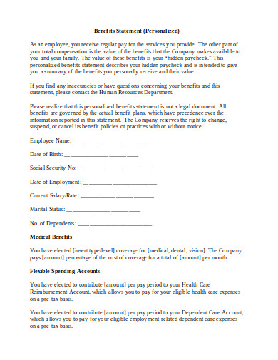 19+ Benefits Statement Templates in PDF | DOC | XLS