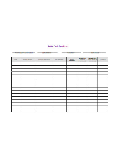 FREE 21+ Petty Cash Log Template in PDF | MS Word | XLS