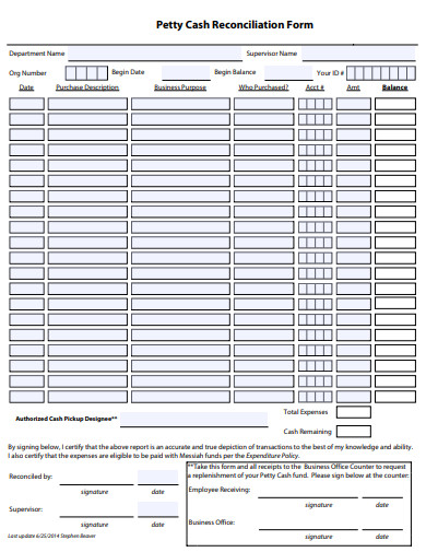 21+ Petty Cash Reconciliation Templates in PDF | DOC | Excel