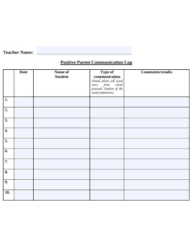 10+ Parent Communication Log Templates in PDF | DOC