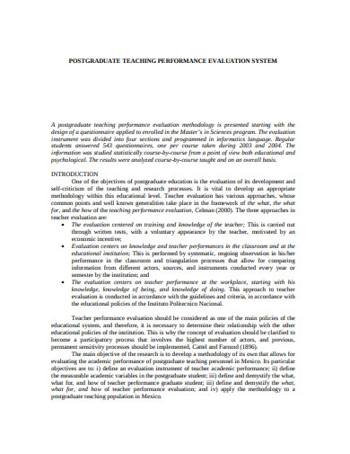 10+ Teacher Performance Evaluation Templates in Doc | PDF