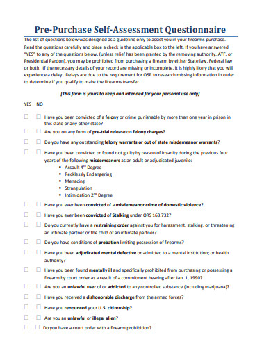 15+ Self Assessment Questionnaire Templates in PDF | DOC
