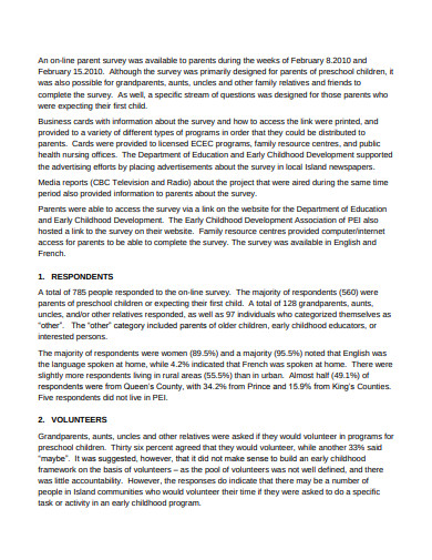 10+ Preschool Parent Survey Templates in PDF | DOC