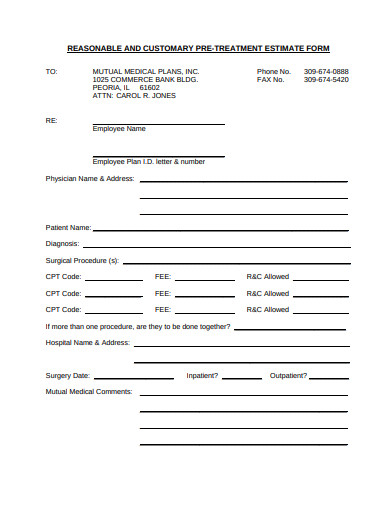 5+ Treatment Estimate Templates in PDF | DOC