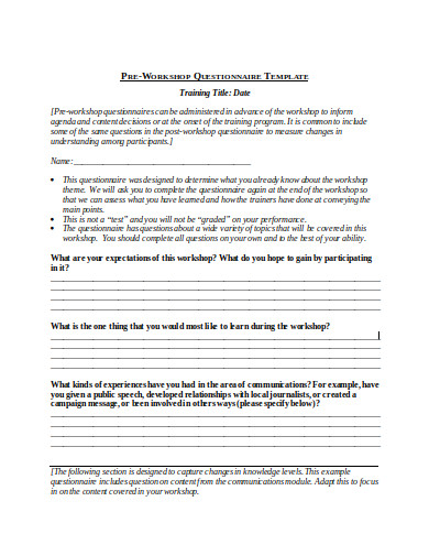 17+ Training Questionnaire Templates in PDF | DOC