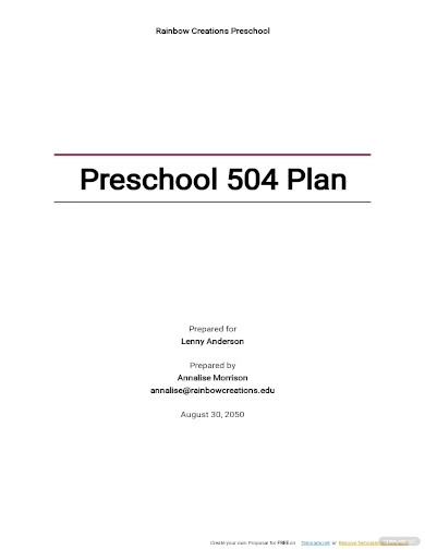 11+ School 504 Plan Templates in PDF | DOC