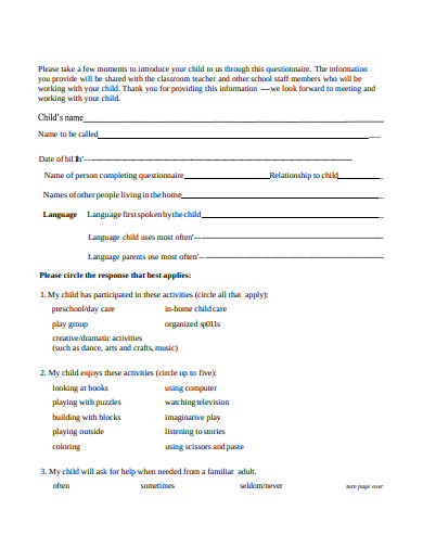 10+ Preschool Parent Survey Templates in PDF | DOC