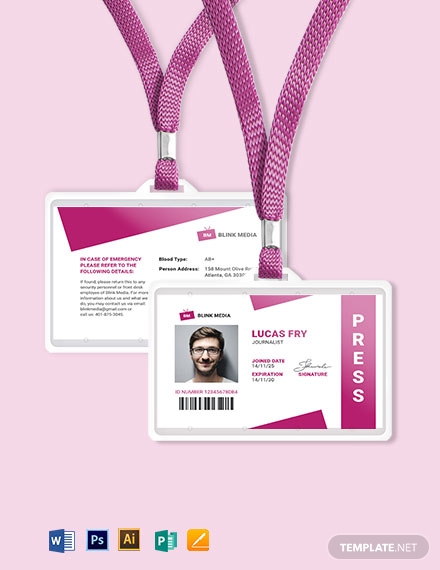 10+ Press ID Card Templates - Illustrator, MS Word, Pages, Photoshop ...