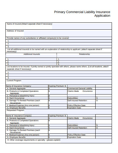 11+ Liability Insurance Application Templates in PDF | DOC