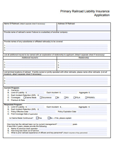 11+ Liability Insurance Application Templates in PDF | DOC