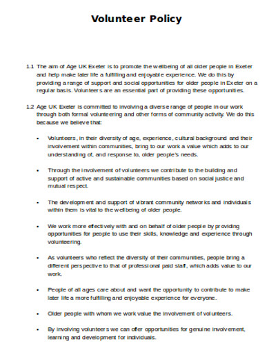 8+ Charity Volunteer Policy Templates in PDF | DOC