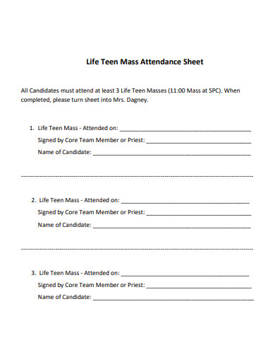 8+ Church Attendance Sheet Templates in PDF | DOC