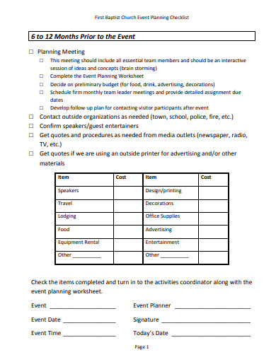 11+ Church Event Planning Templates in PDF | DOC