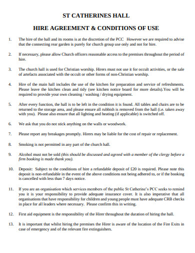 10+ Church Hall Hire Agreement Templates in PDF | DOC