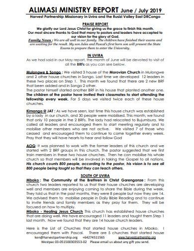 12+ Church Ministry Report Templates in PDF | DOC