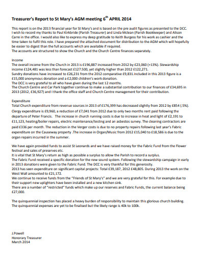 10+ Church Treasurer Report Templates in PDF