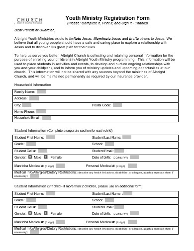 14+ Church Youth Registration Form Templates in PDF | DOC
