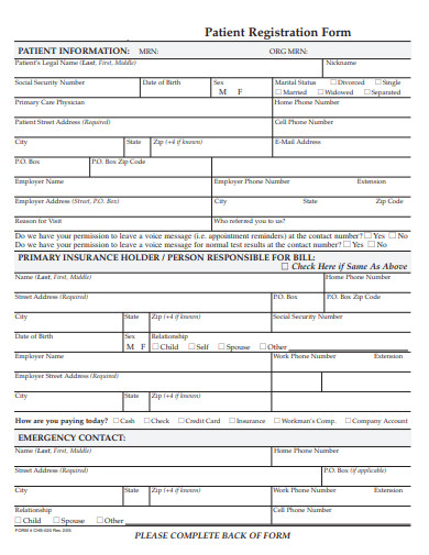 24+ Patient Registration Form Templates - PDF, DOC