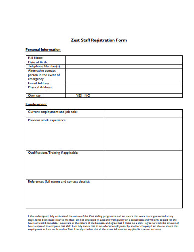 FREE 10+ Staff Registration Form Templates in PDF | MS Word