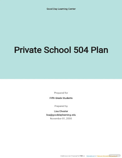 11+ School 504 Plan Templates in PDF | DOC