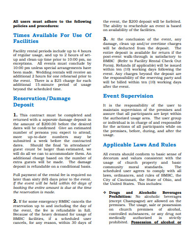 10+ Church Facility Rental Agreement Templates in DOC | PDF