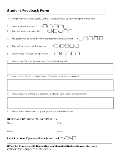 22+ Student Feedback Form Templates in PDF | DOC
