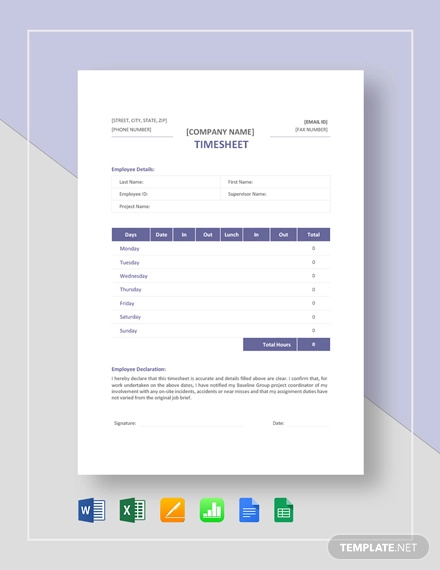 30+ Printable Timesheet Templates - Word, PDF