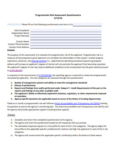20+ Risk Assessment Questionnaire Templates in Google Docs | MS Word ...