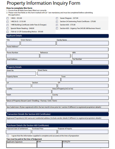 22+ Property Inquiry Form Templates in PDF | DOC