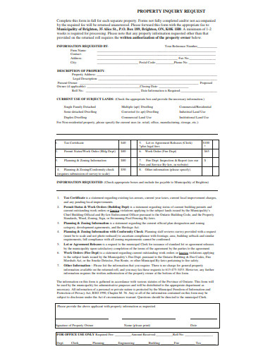22+ Property Inquiry Form Templates in PDF | DOC