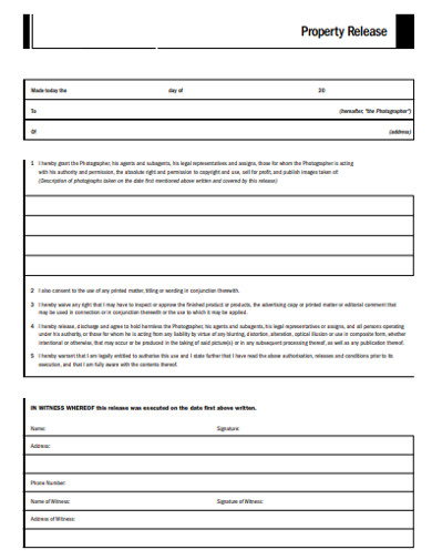 20+ Property Release Form Templates in PDF