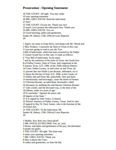 23 Opening Statement Templates In PDF DOC