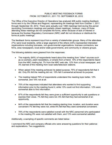 FREE 20+ Meeting Feedback Form Templates in PDF | MS Word