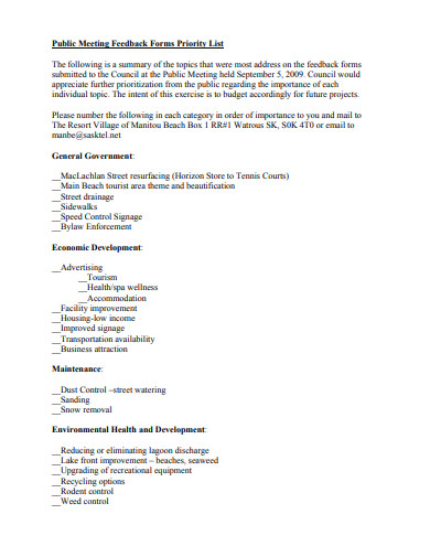 FREE 20+ Meeting Feedback Form Templates in PDF | MS Word