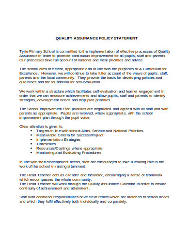 8+ Quality Statement Templates in PDF | DOC
