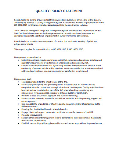 8+ Quality Statement Templates in PDF | DOC