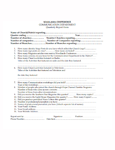 8+ Church Departmental Report Templates in PDF