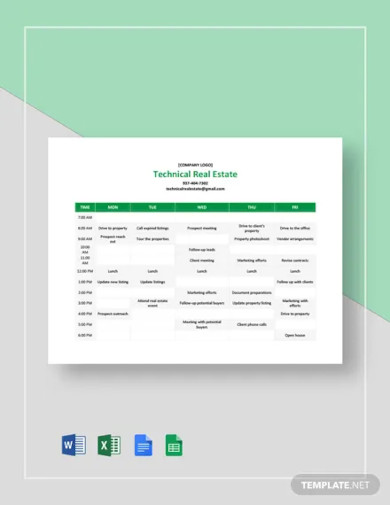 28+ FREE Real Estate Schedule Templates in PDF, Word