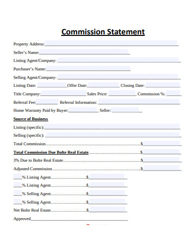 18+ FREE Real Estate Commission Statement Templates in PDF | XLS