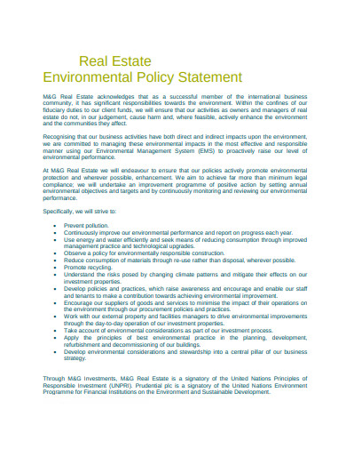 20+ Environmental Policy Statement Templates in PDF | DOC